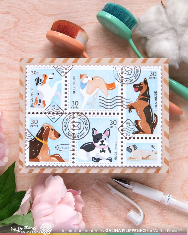 Waffle Flower Postage Collage Woof Stencil for Card Making – Starry ...