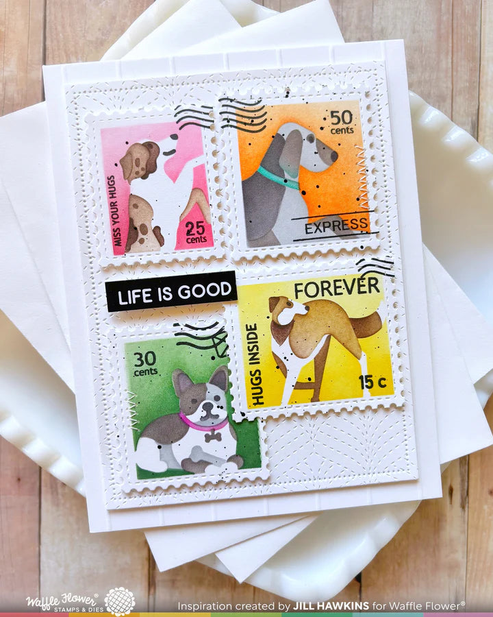 Waffle Flower Postage Collage Woof Stencil for Card Making – Starry ...