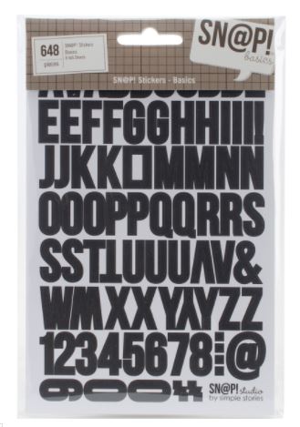 Basics Color Vibe Alphabet Stickers, Simple Stories 8 - 4x6 sheets of ...